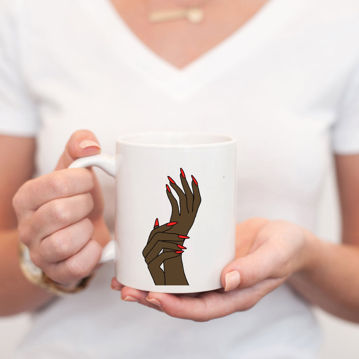 Fashion Illustration Mug With Red Nails - Dark Skin tone – Shop Bonnie